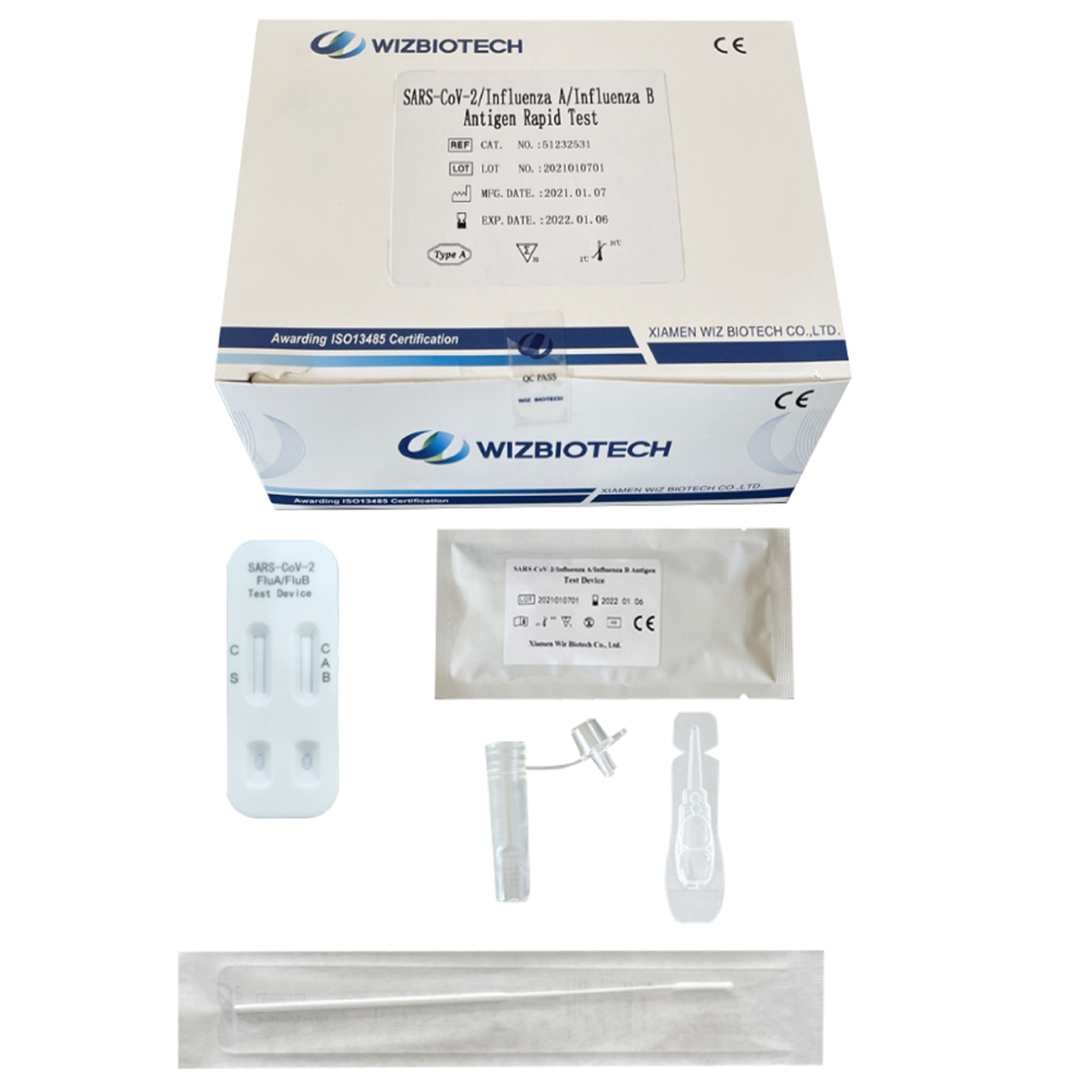 Kit Sars-CoV-2/Influenza A-B Combo Rapid Test Wiz Biotech